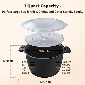Professional Large Micro Cookware 3 Quart, Microwave Rice Cooker, Microwave Steamer for Vegetables, Safe as Mixing and Serving Bowls, Food Storage Container, Cooker for Microwave- BPA Free, Dishwasher Safe