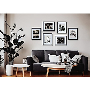 HEART ART 11x14 Picture Frame Set of 9,Display 11 x 14 Frame For 8x10 Picture Frame With Mat,11 by 14 Picture Frame For Wall,Gallery Wall Frame Set,Black