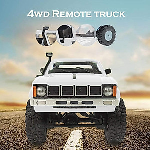 YIKESHU RC Crawler Offroad RC Truck 4x4 Remote Control Rock Crawler WPL C24-1 Pickup Trucks with Led Light, 2.4 Ghz 1/16 Scale All Terrain Car Brushed RTR Pickup for Adults