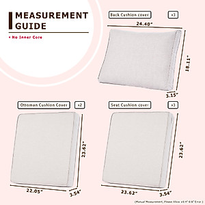 HOOOWOOO Outdoor Cushion Covers,Breathable Patio Cushion Covers Replacement,Cushions Slipcovers with Zipper for Outdoor Outside Patio Furniture Sofa Couch Ottoman Seat Back Pillow,8 PCS Beige