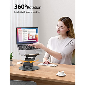 Nulaxy Telescopic 360 Rotating Laptop Stand for Desk Adjustable Height Swivel Pull Out Design Ergonomic Laptop Riser Fits All MacBook, Laptops - LS18