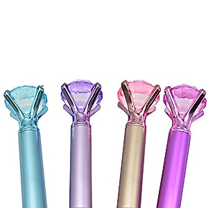 Maydahui 12PCS Big Diamond Retractable Ballpoint Pen gem pens Rhinestones Crystal Bling Plated Metal Color Black Gel Ink Ballpen for Women Students Girls