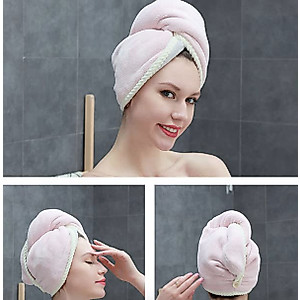 Xicks Ultra Plush Microfiber Hair Towel Wrap for Women, 2 Pack Super Absorbent Quick Dry Hair Turban for Drying Cap Hair Wrap (Pink and Blue)