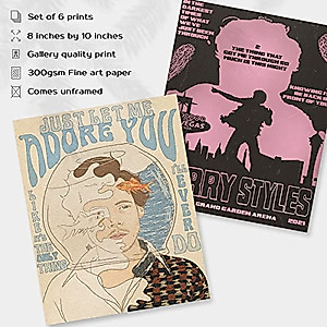 IZOOMIHOME Harry Styles Poster, Vintage Music Posters, Album Cover Inspired Wall Art, Music Posters (Set of 6, 8in x 10in, Unframed)