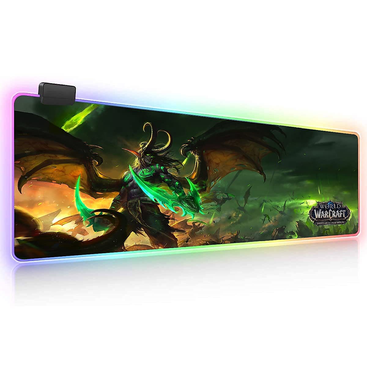 Illidan RGB Soft Gaming Mouse Pad Large Oversized Glowing Led Extended Mousepad Non-Slip Rubber Base Computer Keyboard Pad Mat 31.5X 11.8in