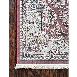 Unique Loom Narenj Collection Classic Traditional Textured Repeat Design Area Rug, 5' 0" x 8' 0", Burgundy/Tan