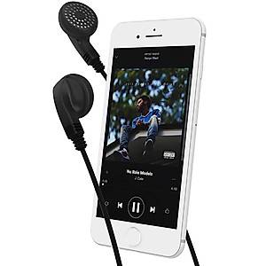 Maeline Bulk Earphones with 3.5 mm Headphone Plug - 100 Pack Wholesale Bundle - Black