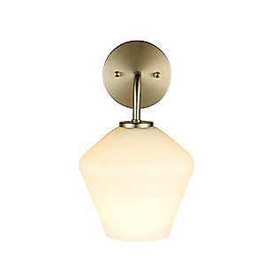 Globe Electric 51614 Raja 1-Light Wall Sconce, Matte Brass, Opal Glass Shade, Bulb Included