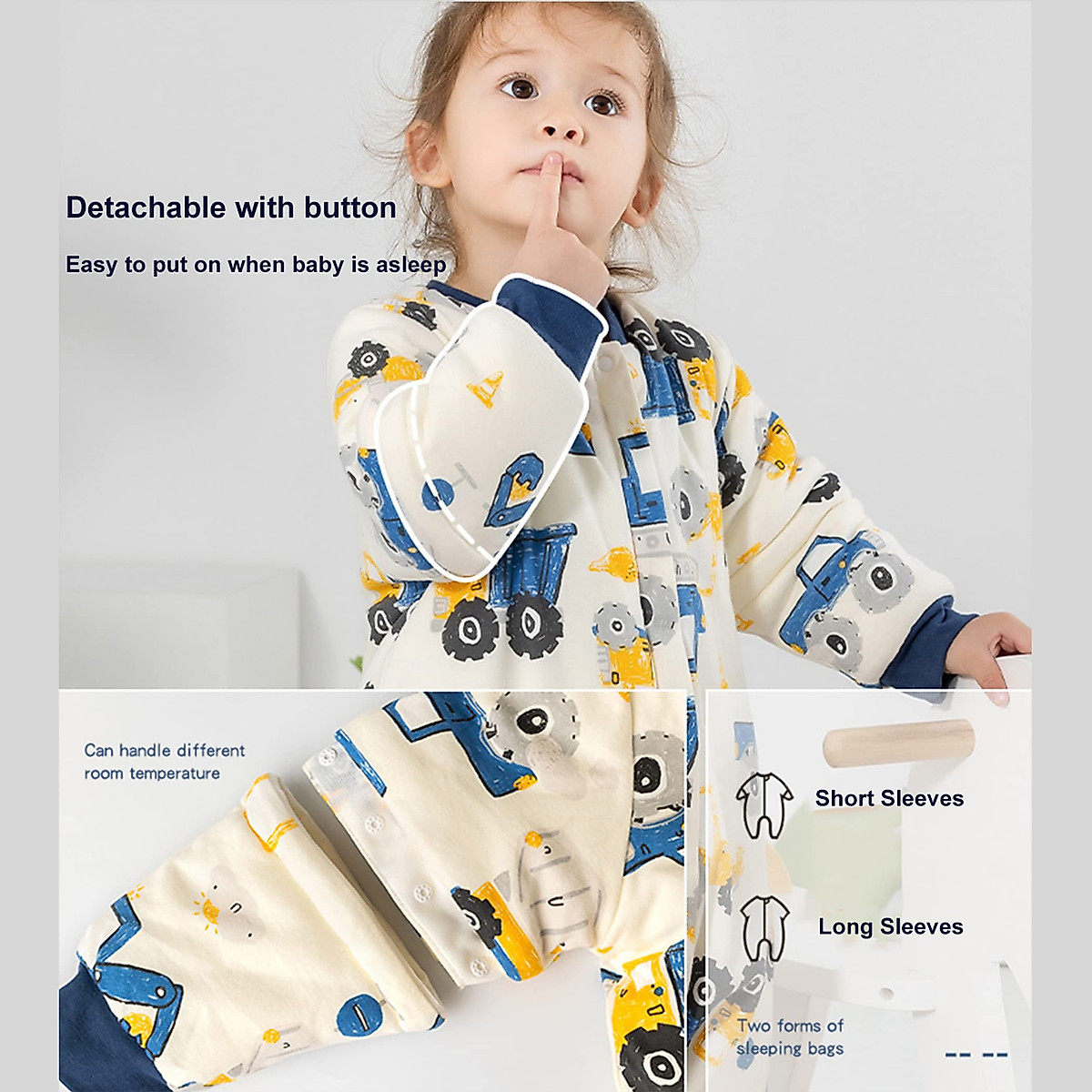 I love D&M Baby Toddler Sleep Blanket with Legs Cozy 2.5 TOG Wearable Blanket Sleep Sack with Zipper Pink Dinosaur Excavator (TE 3T)