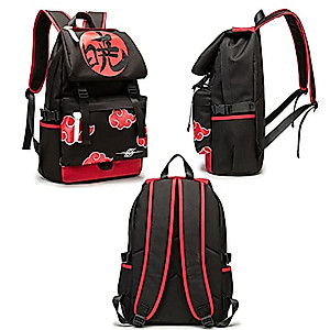 Vanlison Canvas Backpack Shoulder Bag Rucksack School Backpack Anime Backpack Black Red