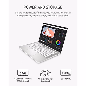 HP Chromebook 14a Laptop, AMD 3015Ce Processor, 4 GB RAM, 32 GB eMMC Storage, 14-inch FHD IPS Display, Google Chrome OS, Anti-glare Screen, Long-Battery Life (14a-nd0080nr, 2021, Ceramic White)