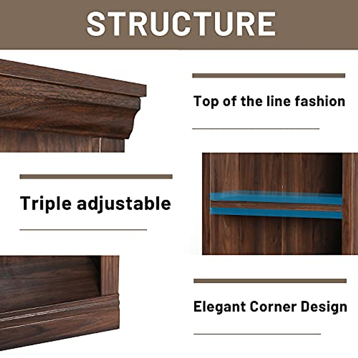 LYNSLIM Wooden Bookcase, 5-Shelf Free Standing Bookcase for Home Office Living Room Open Display Organizer Storage Bookshelf, Oak Finish Decor Furniture (Brown)