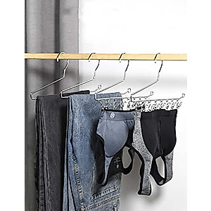 【2-Pack】 WAIKAS Pants Hangers with 8 Clips, 39cm, 304 Stainless Steel