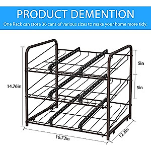 HAITRAL 2 Pack Can Rack Organizer, 3 Tier Stackable Can Storage Dispenser Holder, for Food Storage, Countertops or Kitchen Cabinets, Storage for 36 Cans (Each), Bronze