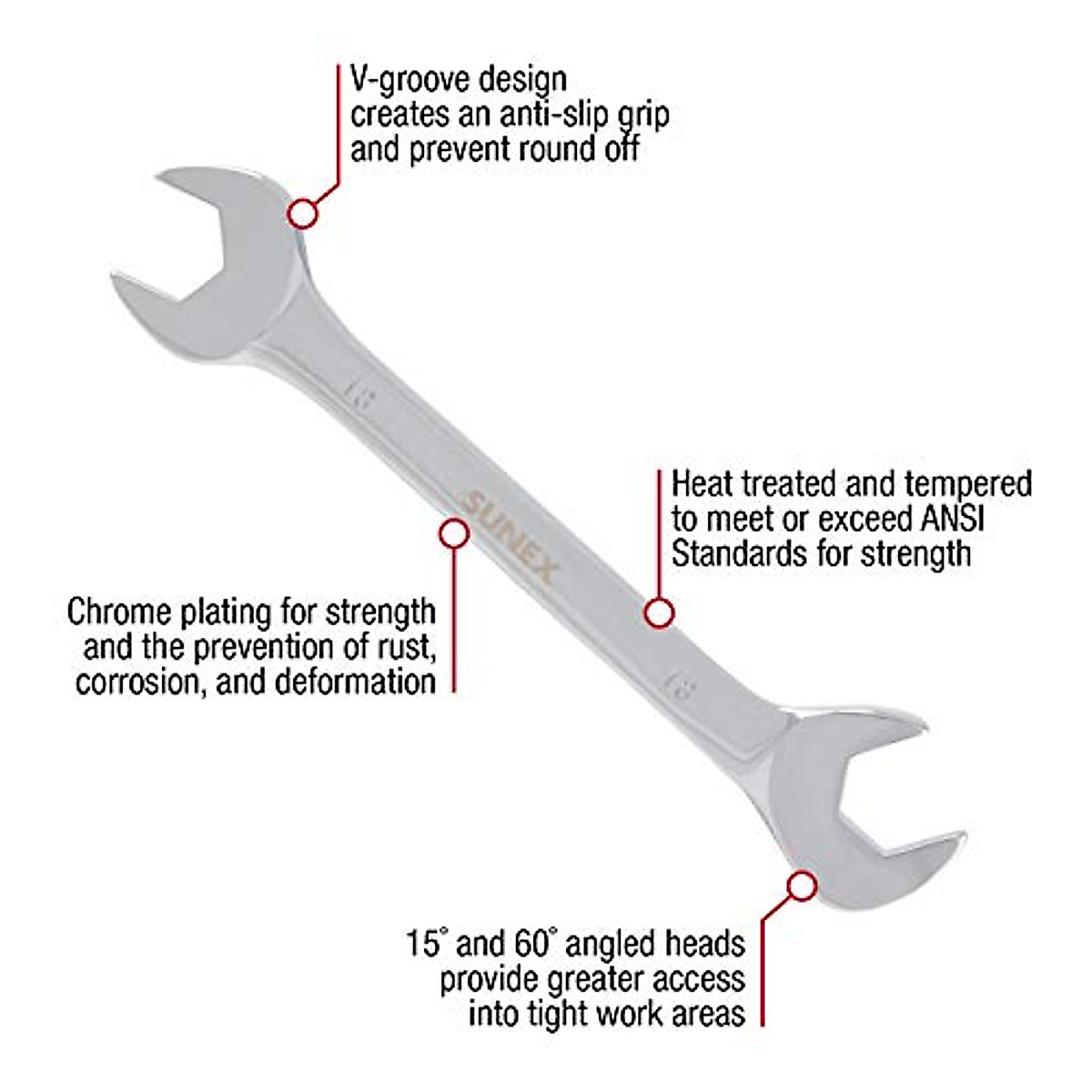 Sunex 9914MA Metric Angle Head Wrench Set, 9mm - 19mm, Fully Polished, 14-Piece (Includes Roll-Case)