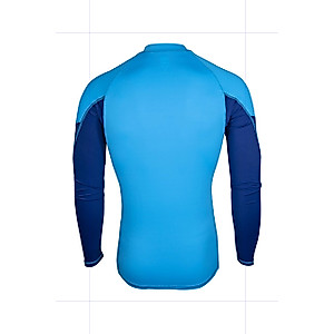 ALLEZ Men's Rash Guard Swim Shirts UPF 50+ UV Sun Protection Long Sleeve Shirts Lightweight Quick Dry Surf Fishing Shirts for Men (Blue&Navy,M)
