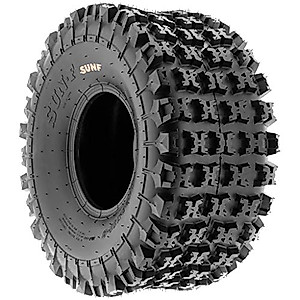 Set of 4 SunF 21x7-10 Front & 20x11-8 Rear ATV UTV Knobby Sport Tires,6 PR Tubeless A027