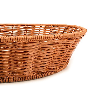 WUWEOT 2 Pack Woven Bread Basket, 12 Inch Round Imitation Rattan Fruit Basket, Tabletop Food Vegetables Serving Basket, Vintage Round Food Serving Baskets, Brown