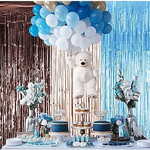 Teddy Bear Theme Baby Shower Decorations Teddy Bear Theme Birthday Party Decorations Teddy Bear Party Backdrop Blue Tan Brown Foil Curtains