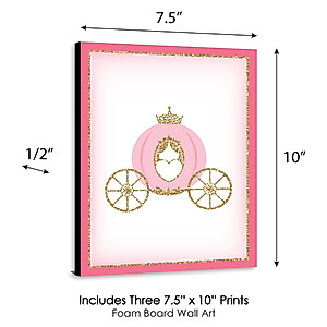 Big Dot of Happiness Little Princess Crown - Castle Nursery Wall Art and Kids Room Decorations - Gift Ideas - 7.5 x 10 inches - Set of 3 Prints