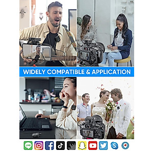 Moman Wireless Lavalier Microphone, 2.4GHz Compact Wireless Lapel Mic System with Noise Cancellation Transmission 8H Battery Life for DSLR Cameras/Smartphone/Tablet/Live Streaming (C1 Solo)