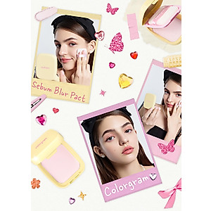 Colorgram Sebum Retouching Blur Pact | Poreless-Looking Pressed Setting Face Powder for Normal to Oily Skin, Provides Weightless, Matte Finish with Soft Focus Effect