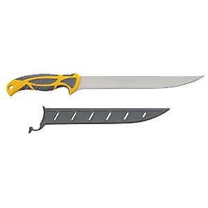 Smith’s 51056 RegalRiver 9-Inch Fillet Knife,Yellow & Grey,Stainless Steel Blade,TPE Soft Grip Handle,Durable Plastic Sheath,Lanyard Hole,Freshwater Fishing Knife,Large Fish Cleaning Knife