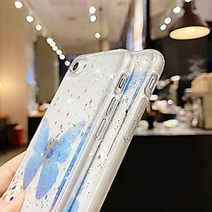 HJWKJUS Compatible with iPhone 7/8/SE 2020/SE 2022 Cute Clear Case,Bling Glitter Sparkly Butterfly Design Slim Soft TPU Protective Phone Case for iPhone 7/8/SE 2020 4.7''