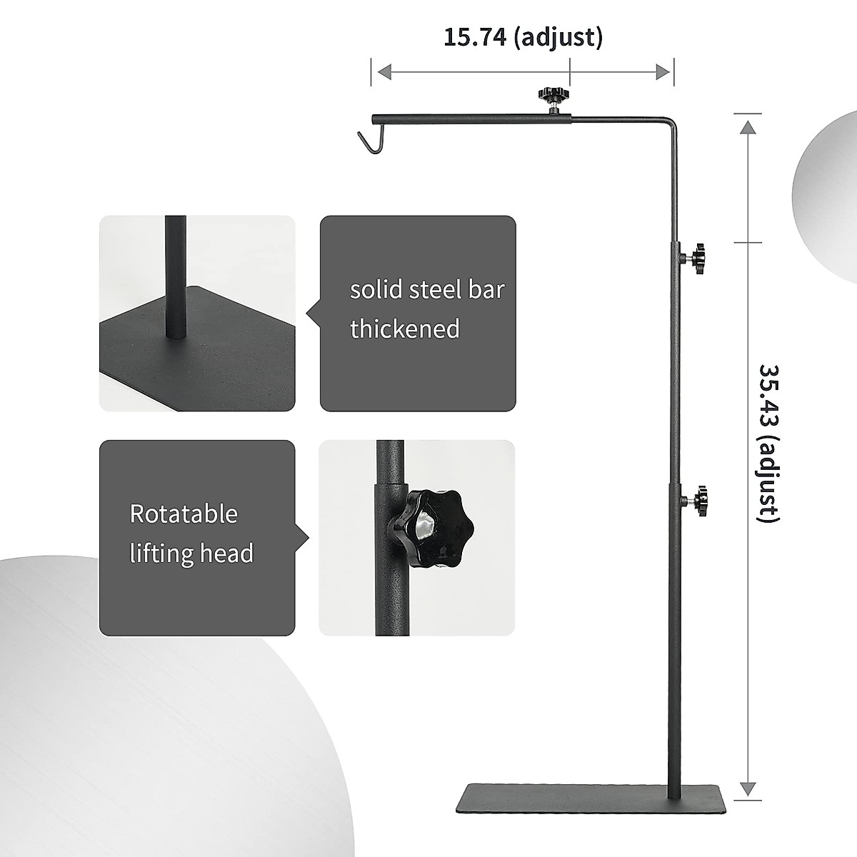 BETAZOOER Reptile Lamp Stand Adjustable Floor Light Holder Stand Landing Lamp Stand Bracket Metal Lamp Support for Reptile Glass Terrarium Heating Light
