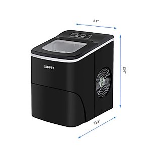 KUPPET Ice Maker Machine for Countertop, Portable Ice Cube Makers, Make 26 lbs ice in 24 hrs,Ice Cube Rready in 6-8 Mins with Ice Scoop and Basket for Home/Office/Bar (Black)