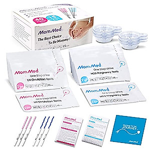 MomMed Ovulation Test Kit (HCG15-LH40), 15 Pregnancy & 40 Ovulation Test Strips with 55 Urine Cups Reliable & Quick Early Pregnancy Test