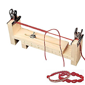 HOMURY Wooden Jig Bracelet Maker: Three Legs Bracelet Braiding Tool with Clamp Wooden Jig Bracelet Maker Hand Knitting Accessory Bracelet Maker, Adjustable Hand Knitting Bracelet Jig for DIY Bracelet