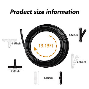 Windshield Washer Hose Kit 4 Meter Universal Washer Fluid Hose with 12 Pcs Hose Connectors,Rubber Water Hose Connector Splitter,Fit for Most Car Windshield Washer Tubing (4M-12)