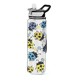32oz Sports Water Bottle with Leakproof and BPA-Free,Colorful Ladybug on White Background, Gym Bottle for Fitness Sports & Outdoors
