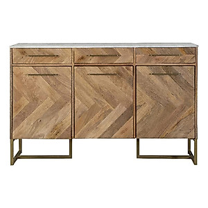 Coaster 3-Door Farmhouse Wood Accent Cabinet in Natural/Gold