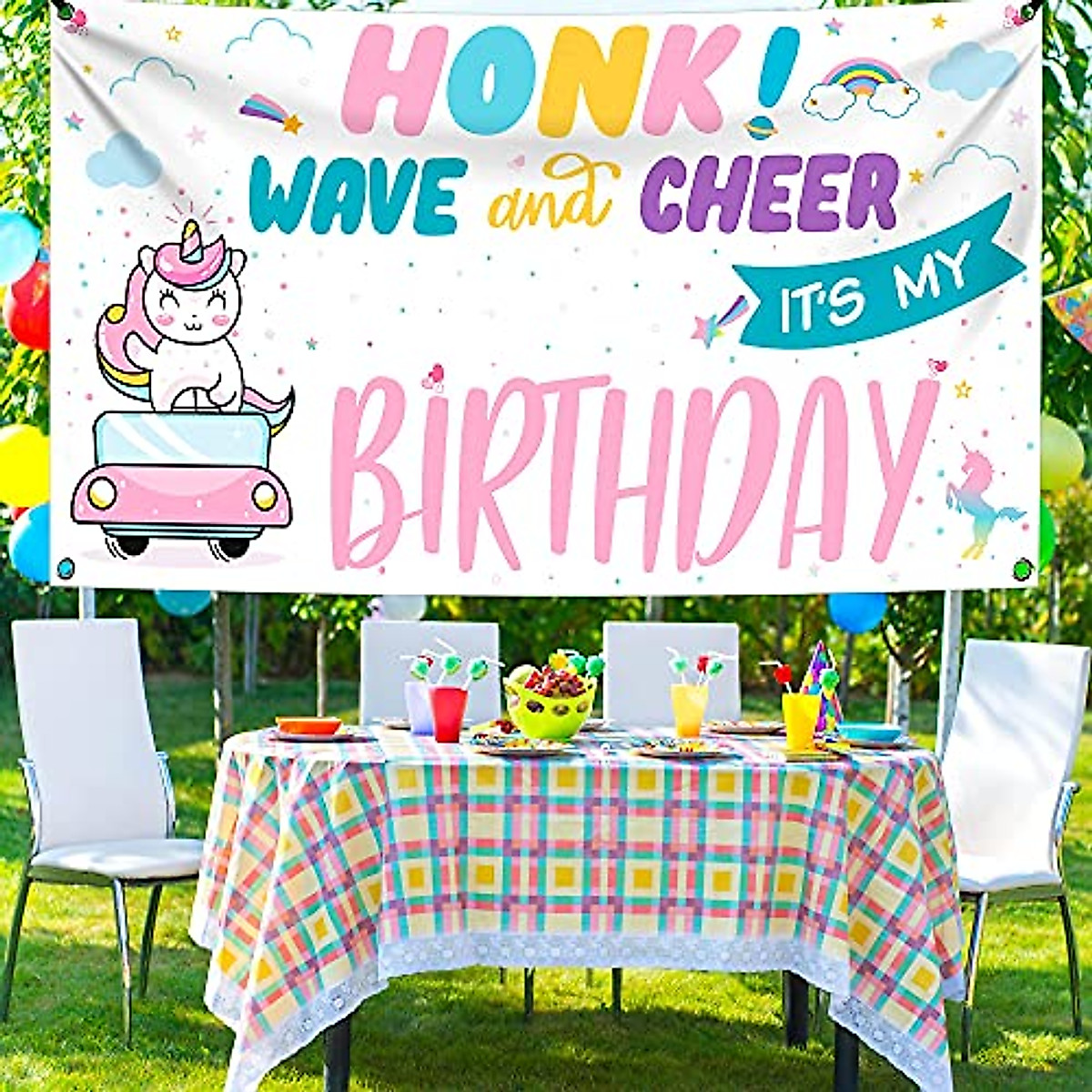 Unicorn Honk Its My Birthday Yard Sign - Big 72x40 Inch Honk Wave and Cheer Birthday Banner | Unicorn Birthday Banner Quarantine Drive By Birthday Decorations | Unicorn Birthday Decorations for Girls