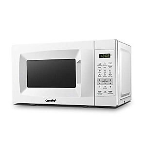 Midea WHS-65LB1 Compact Single Reversible Door Refrigerator, 1.6 Cubic Feet(0.045 Cubic Meter), Black & COMFEE' EM720CPL-PM Countertop Microwave Oven with Sound On/Off, 0.7 Cu Ft/700W, Pearl White