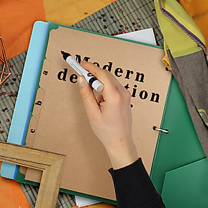 3 Ring Binder Dividers with 5-Tabs for Letter Size, 1/5 Cut, 3-Hole Punched, Blank Kraft Paper Index Dividers 8.5” x 11” for Extra Durable for College, Adults