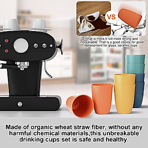 ninjori Wheat Straw Cups,8 PCS Plastic Cups 12 oz Unbreakable Drinking Cup, Reusable Dishwasher Safe Water Glasses with 4 Colors for Drinking Water Juice Milk Soda Coffee