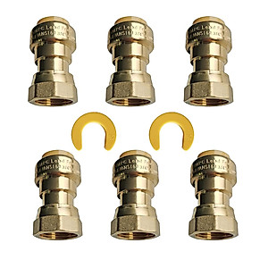 HQMPC Push Fitting Straight Coupling with Union 3/4"X3/4" 6Pcs Push-to-Connect Plumbing Fitting for Copper, PEX, CPVC (6pcs 3/4")