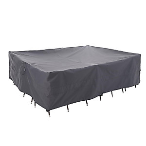 WJ-X3 Large Grey Patio Furniture Cover,108W x 84D x 31H Inch - Waterproof, UV & Wind-Resistant, Anti-Fade, Perfect for Outdoor Table & Chair Sets