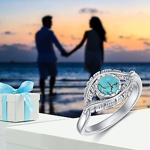 BETHZA Turquoise Evil Eye Rings for Women 925 Sterling Silver Mal de Ojo Turquoise Ring Western Jewelry for Birthday Christmas Size 8