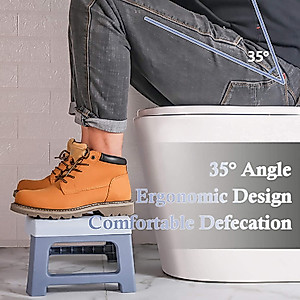 Toilet Stool Poop Stool Adult, Foldable Footstool, Potty Stool, 7-inch Bathroom Squat Stool with Scented Bead Box, Suitable for All People, Replaceable Spice Box Fits All, Blue