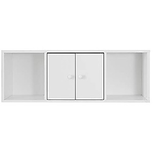 Basicwise Wall Mounted Computer Cabinet Floating Hutch, White