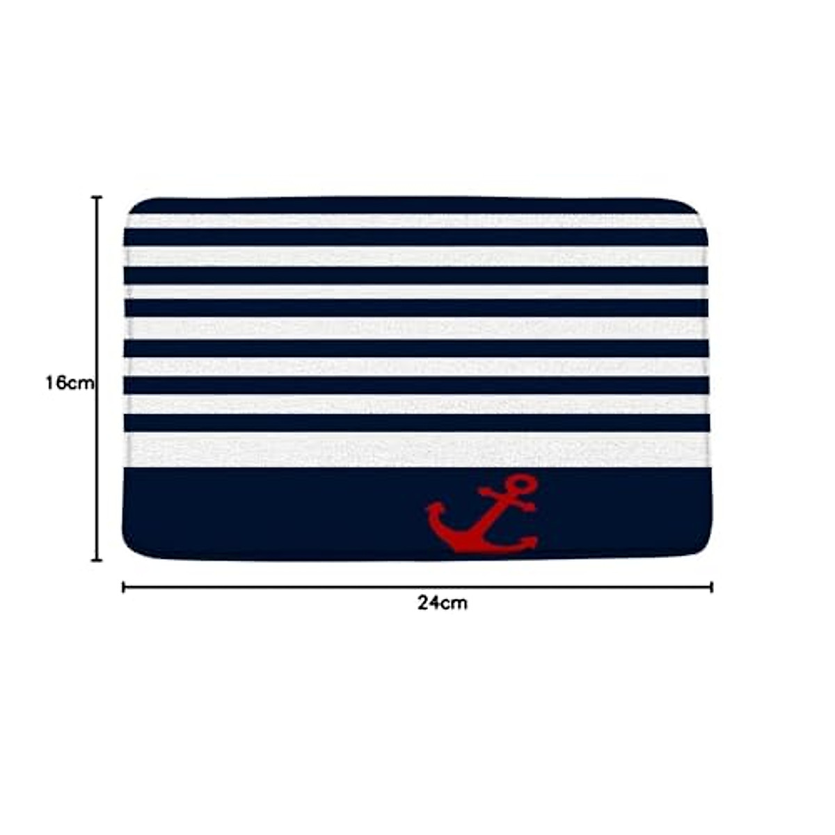 KXO Nautical Anchor Bath Mat Red Anchors Navy Blue White Stripe Tropical Ocean Sea Life Creative Navigation Art Microfiber Memory Foam Absorbent Rug Floor Mats Bathroom Decor,Navy Blue White 24"x16"