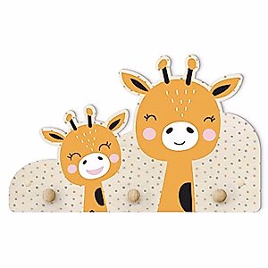 Bilderwelten Children's coat rack - Giraffe With Baby Giraffe, Dimension HxW: 9.84x15.74 in.