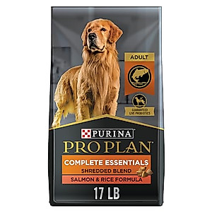 Purina Pro Plan High Protein Dog Food With Probiotics for Dogs, Shredded Blend Salmon & Rice Formula - 17 lb. Bag