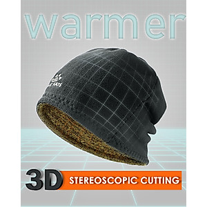 Winter Beanie Hat Scarf for Men Women Knit Thick Fleece Lined Warm Windproof Ski Skull Cap Neck Warmer Gaiter Face Scarf Set