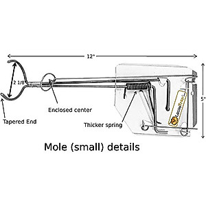 MOLE Trap (Pack of 2) LASSO Galvanized & Oil Hardened Steel// Super Cost-Effective, Reusable, Durable Animal Best in The Lawn, Yard, Garden, Farm, All Outdoor Settings w/ Manual (Small) 2 1/8inch