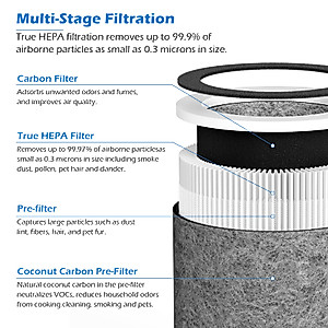 GoKBNY 2-Pack HP400 Series True HEPA Replacement Filter Compatible with Hunter HP400 Cylindrical Tower Purifiers, for Model H-HF400-VP/H-PF400, with 4×Pre-Filters